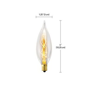 Globe Electric 1327 25W Vintage Edison CA10 Flame Tip Incandescent Filament Light Bulb, 4 Pack, E12 Base, 01327, 4