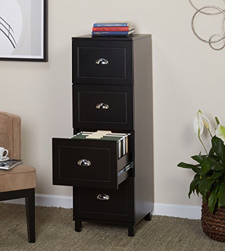 Target Marketing Systems Bradley Collection File Cabinet, Modern Document Organizer, Printer Stand for Home, Office and Study Room, 4 Drawer, Midnight Black