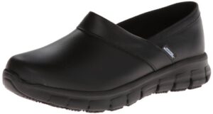 skechers for work women's relaxed fit slip resistant work shoe, black, 8 m us