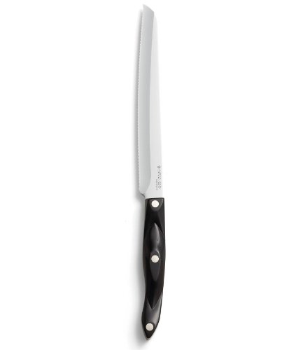 CUTCO Model 3729 Santoku-Style Carver with 8.2" Double-D serrated edge blade and 5.5" Classic Dark Brown handle (often called "Black").