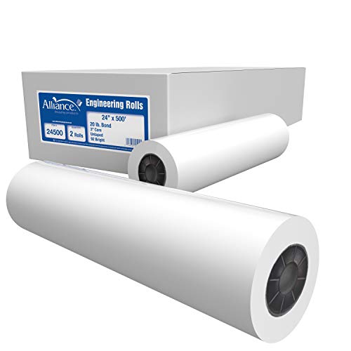 Alliance Wide Format Paper 24" x 500' Rolls Bond Engineering (20lb | 2 Rolls, 24 In x 500 Ft | 3" Core)