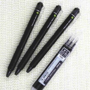 Pilot FriXion Ball Knock Retractable Erasable Gel Ink Pens,Fine Point, - 0.5mm - Black Ink- Value set of 3 & 3 Gel Ink Pen Refill Pack