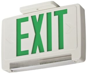 lithonia lighting ecbg led m6 led exit and emergency light bar combo fixture with back up battery, green letters