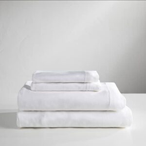 baltic linen jersey cotton sheet set, california king, white, 4 peice