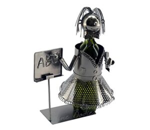 wine bodies lady teacher metal wine bottle holder character, charcoal