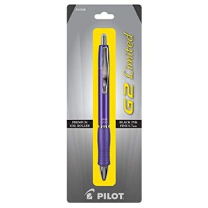 pilot, g2 limited premium gel roller pen, fine point 0.7 mm, purple barrel, black ink