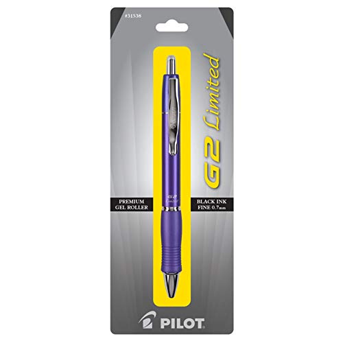 Pilot, G2 Limited Premium Gel Roller Pen, Fine Point 0.7 mm, Purple Barrel, Black Ink