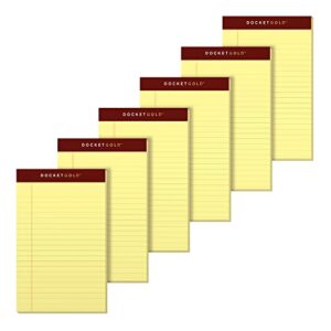 tops™ docket gold™ premium writing pads, 5" x 8", jr. legal rule, canary, 50 sheets per pad, pack of 6 pads