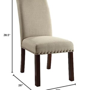 Homepop Home Decor | Classic Upholstered Parsons Dining Chairs | Set of 2 Accent Dining Chairs with Nailhead Trim, Natural Linen