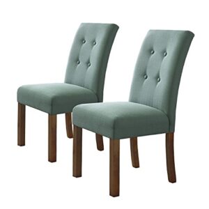 homepop home decor | 4 – button tufted upholstered parsons dining chairs | set of 2 accent dining chairs, aqua