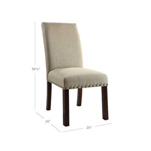 Homepop Home Decor | Classic Upholstered Parsons Dining Chairs | Set of 2 Accent Dining Chairs with Nailhead Trim, Natural Linen