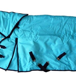 1200D Waterproof Poly Turnout Blanket with Hood - Turquoise 70" Small