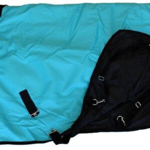 1200D Waterproof Poly Turnout Blanket with Hood - Turquoise 70" Small