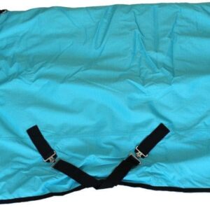 1200D Waterproof Poly Turnout Blanket with Hood - Turquoise 70" Small