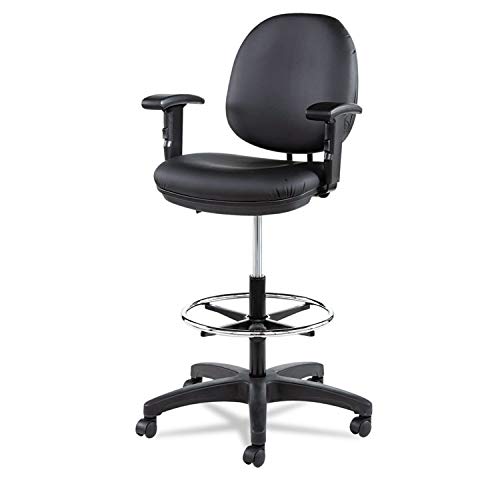 Alera IN4616 Interval Series Swivel Task Stool, PVC-Free Faux Leather, Black