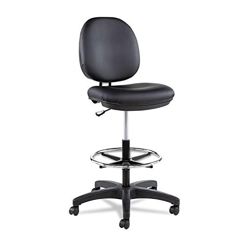 Alera IN4616 Interval Series Swivel Task Stool, PVC-Free Faux Leather, Black