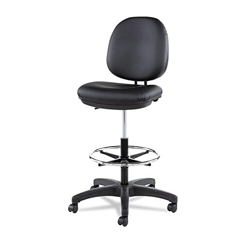 Alera IN4616 Interval Series Swivel Task Stool, PVC-Free Faux Leather, Black