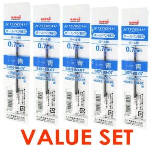 uni-ball jetstream fine point roller ball pens refills for multi pen type-0.7mm-blue ink-value set of 5