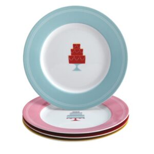 cake boss serveware dessert plate set, 4 piece, print