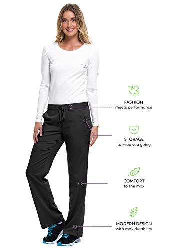 Healing Hands Scrub Pants for Women 2 Pocket Elastic Back Drawstring Pant Purple Label 9095 Taylor Black M