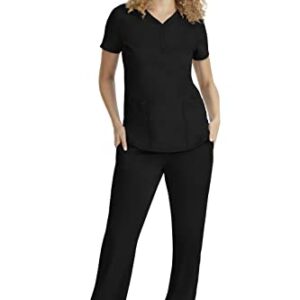 Healing Hands Scrub Pants for Women 2 Pocket Elastic Back Drawstring Pant Purple Label 9095 Taylor Black M