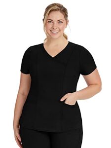 healing hands scrubs for women mock wrap neck top 2 pocket purple label women's scrub top 2172 jordan black 2xl