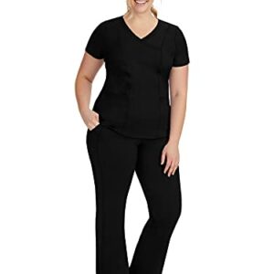 Healing Hands Scrubs for Women Mock Wrap Neck Top 2 Pocket Purple Label Women's Scrub Top 2172 Jordan Black 2XL