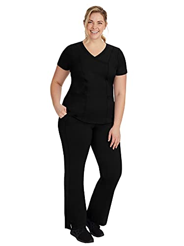 Healing Hands Scrubs for Women Mock Wrap Neck Top 2 Pocket Purple Label Women's Scrub Top 2172 Jordan Black 2XL