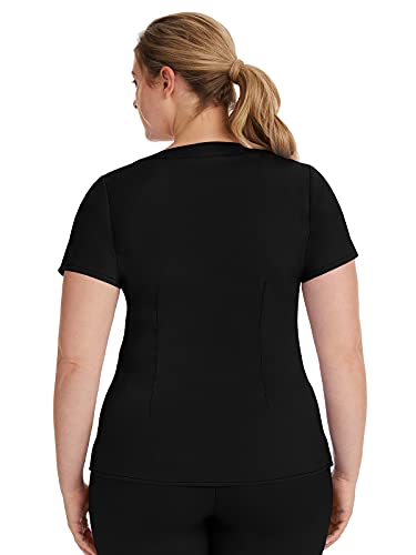 Healing Hands Scrubs for Women Mock Wrap Neck Top 2 Pocket Purple Label Women's Scrub Top 2172 Jordan Black 2XL