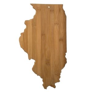 totally bamboo serving and cutting board illinois state shaped, natural bamboo