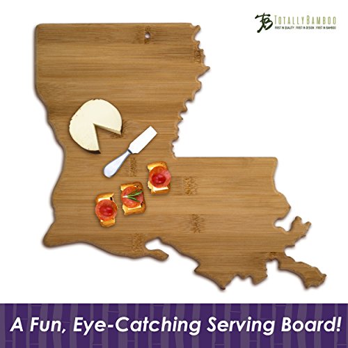 Totally Bamboo Louisiana State Shaped Bamboo Serving and Cutting Board