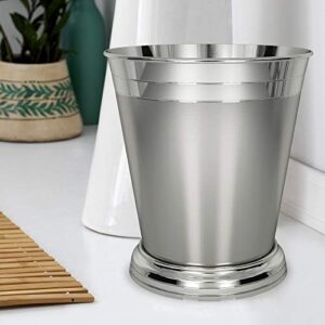 nu steel Lighthouse Metal Trash Can Wastebasket, Garbage Container Bin for Bathrooms, Powder Rooms, Kitchens, Home Offices -Shiny/Brushed Nickel