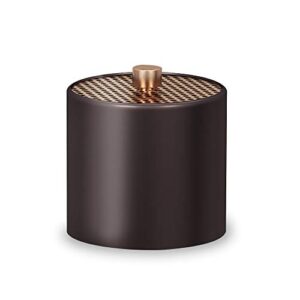 nu steel selma decorative steel bathroom vanity countertop storage organizer canister jar for cotton swabs, rounds, balls, makeup sponges, bath salts - copper & oil rubbed bronze