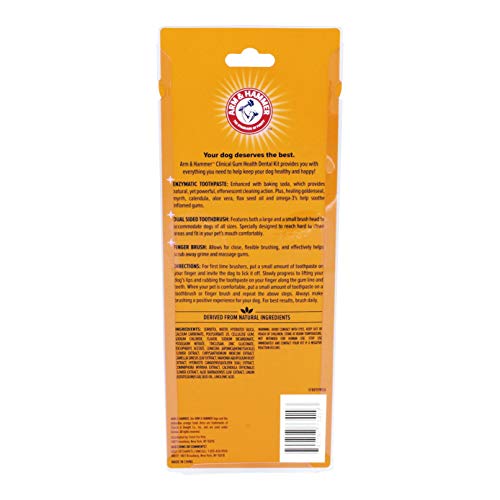 Arm & Hammer for Pets Clinical Care Dental Gum Health Kit for Dogs | Contains Toothpaste, Toothbrush & Fingerbrush | Soothes Inflamed Gums, 3-Piece Kit, Chicken Flavor