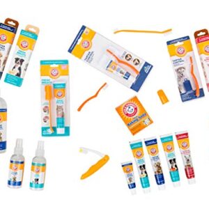 Arm & Hammer for Pets Fresh Breath Kit for Dogs | Contains Toothpaste, Toothbrush & Fingerbrush | Reduces Plaque & Tartar Buildup | Safe for Puppies, 3-Piece Kit, Chicken Flavor