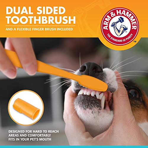 Arm & Hammer for Pets Fresh Breath Kit for Dogs | Contains Toothpaste, Toothbrush & Fingerbrush | Reduces Plaque & Tartar Buildup | Safe for Puppies, 3-Piece Kit, Chicken Flavor