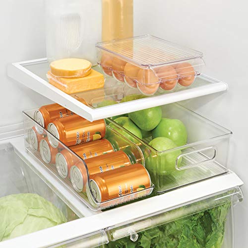 InterDesign Covered Egg Holder - Refrigerator Storage Container, 12 Egg Tray, Short, Clear