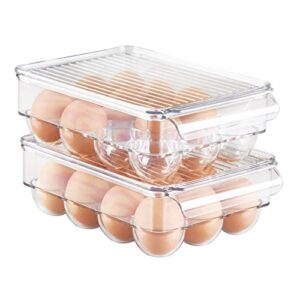 InterDesign Covered Egg Holder - Refrigerator Storage Container, 12 Egg Tray, Short, Clear