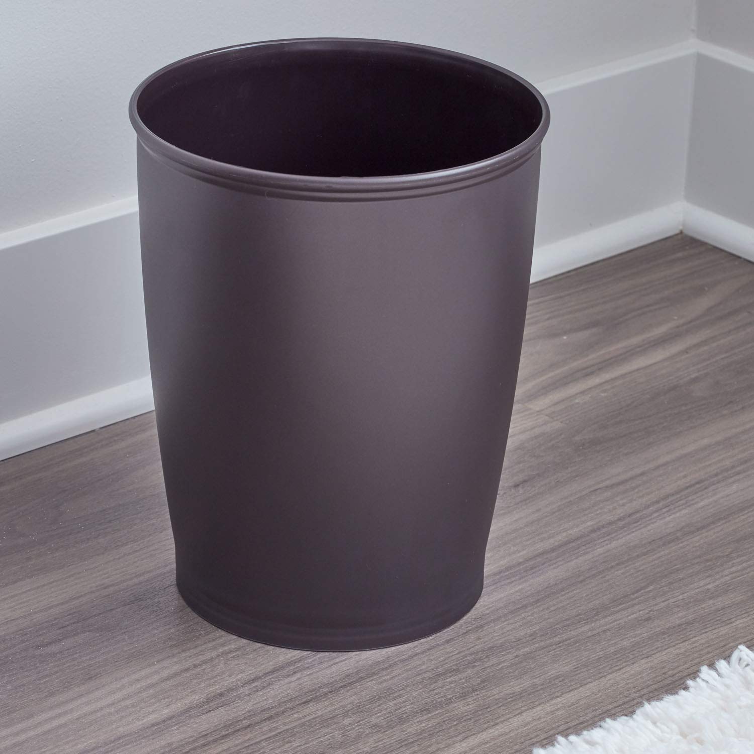 iDesign Kent Plastic Wastebasket, Tall Trash Bathroom, Kitchen, Office, Bedroom, 9.5" x 9.5" x 12", Waste Can