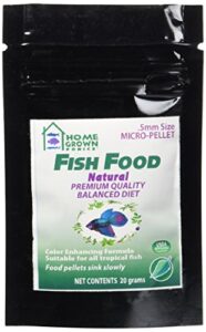 home grown ponics fish food # 96050 natural .5mm -20 gram bag