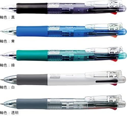 Zebra B4sa1 Clip-on Multi Multifunctional Pen (0.7mm Black, Blue, Red and Green + 0.5mm Mechanical Pencil) - Transparent Barrel & 4colors Ink Pens Refills Value set(with Our Shop Original Description of Goods)