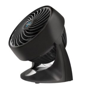 vornado 133 small room air circulator fan, 2 speeds, adjustable head, table fan for desk, nightstand, black