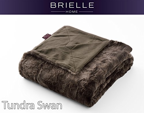 Brielle Faux Fur Oversized Throw, 50" by 70", Tundra Swan Dark Brown (807000148165)