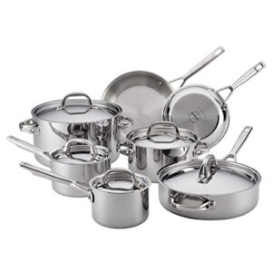 anolon 30822 triply clad stainless steel cookware pots and pans set, 12 piece