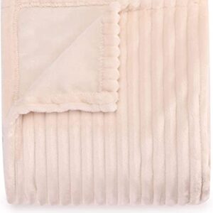 Sunbeam Royal Posh Ribbed Champagne Heated Personal Throw / Blanket, Cozy-Warm, Adjustable Heat Settings