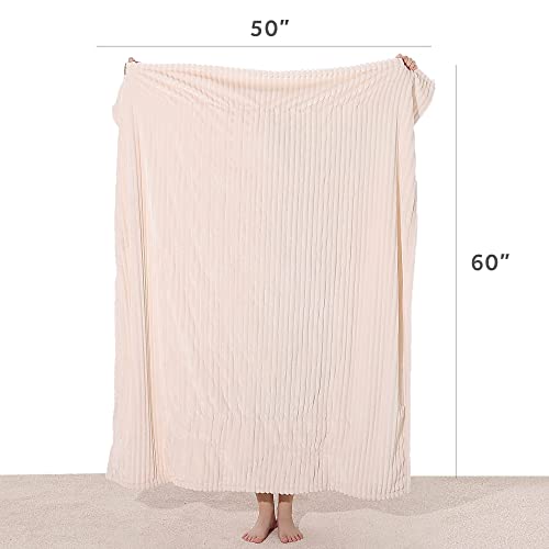 Sunbeam Royal Posh Ribbed Champagne Heated Personal Throw / Blanket, Cozy-Warm, Adjustable Heat Settings