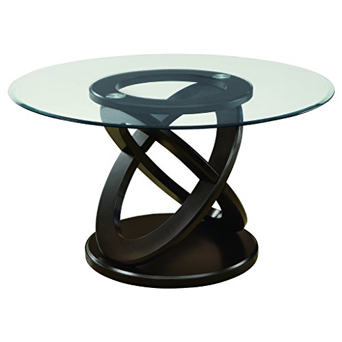 Monarch Specialties I Tempered Glass Dining Table, 48", Espresso