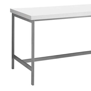 Monarch Specialties Hollow-Core/Silver Metal Office Desk, 60", white