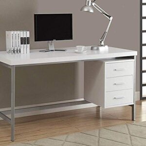 Monarch Specialties Hollow-Core/Silver Metal Office Desk, 60", white