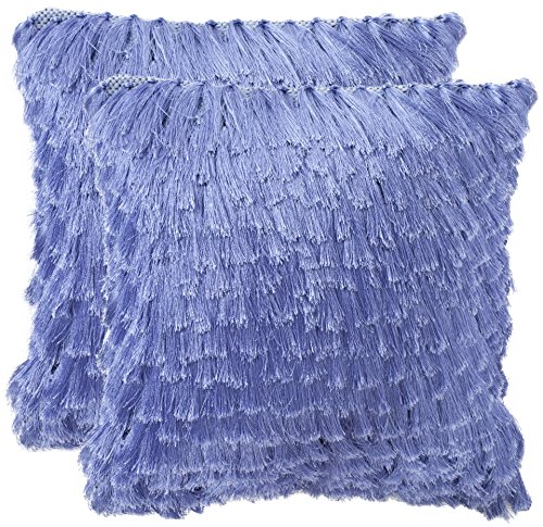 Safavieh Pillow Collection Throw Pillows, 22 by 22-Inch, Cali Shag Lilac, Set of 2